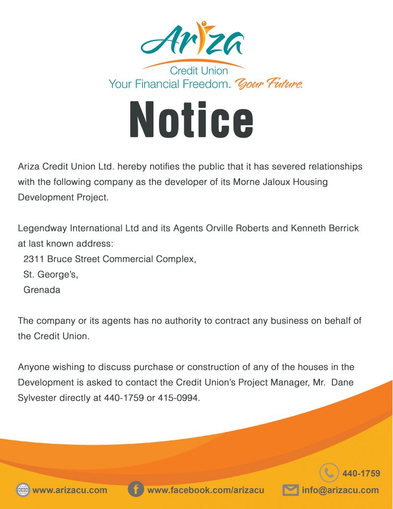 Notice to Members - Ariza Credit Union