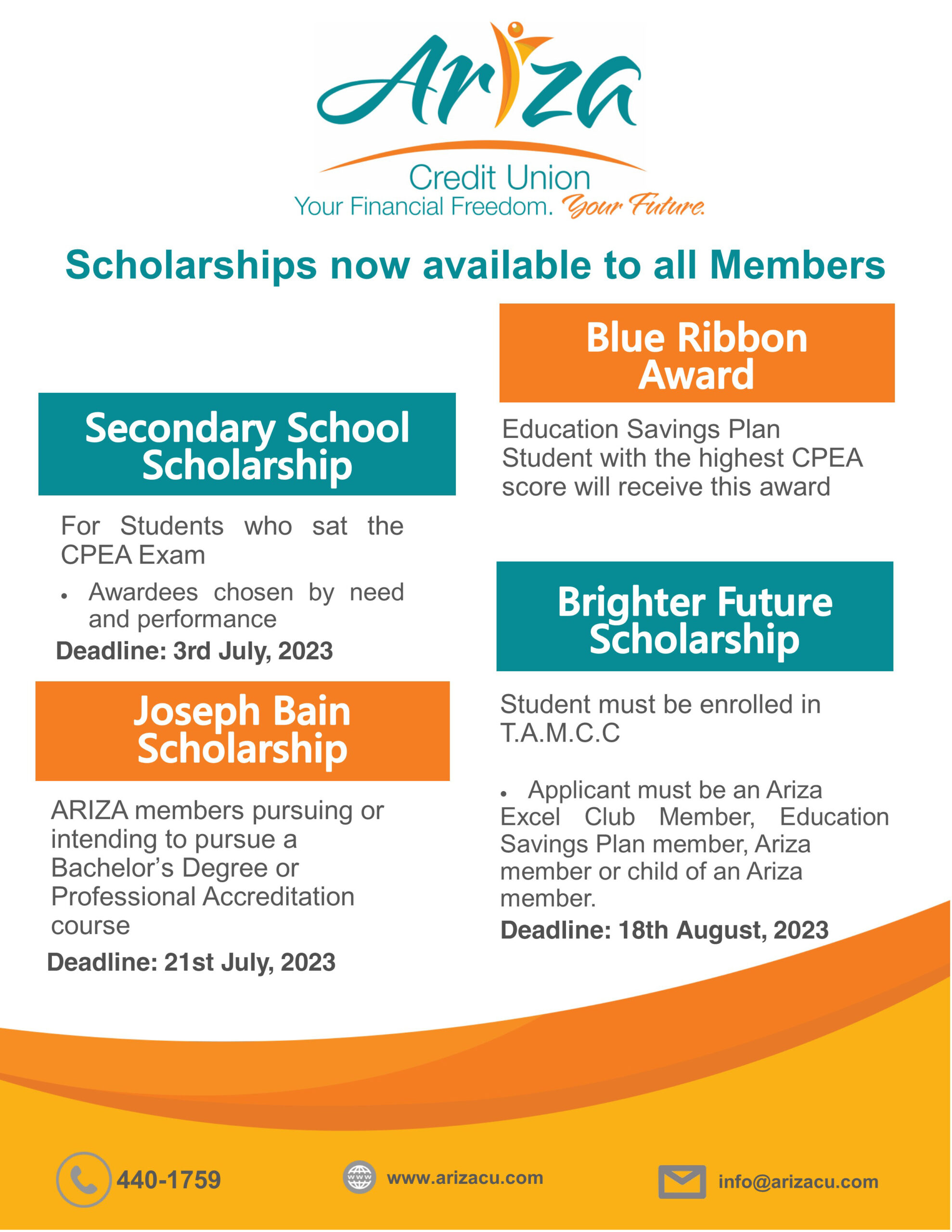 Ariza Scholarships Available - Ariza Credit Union